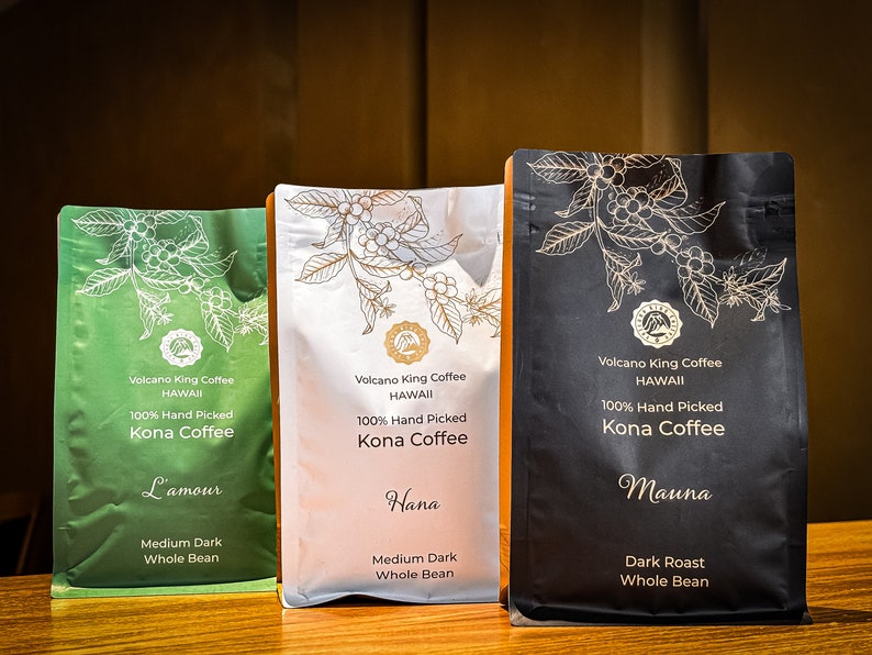 L'amour Volcanoking Coffee, Hawaiian Whole Beans -100% Kona Coffee 7oz ...