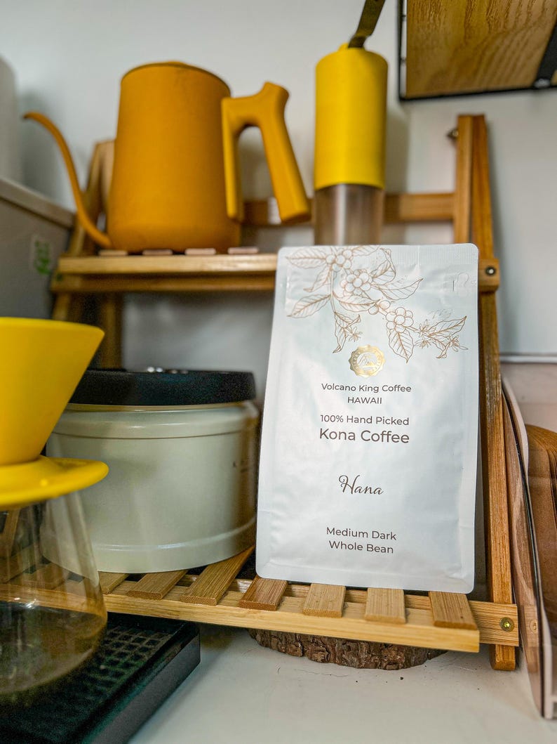 Hawaiian Volcanoking Whole Bean- Authentic 100% Kona Coffee - Medium ...