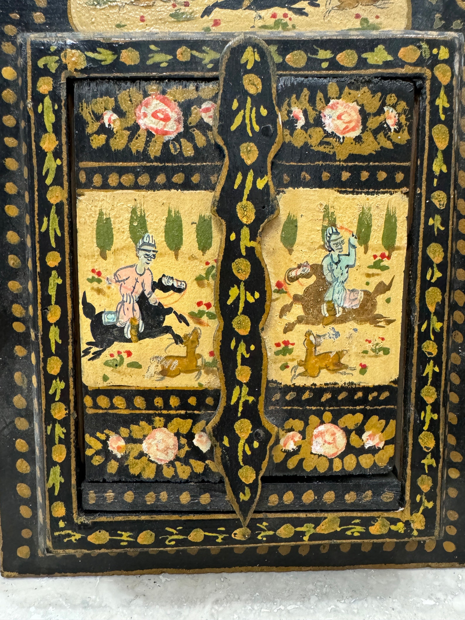 Vintage Persian Qatar Wooden Mirror Hand Painted With Unique Design - Etsy