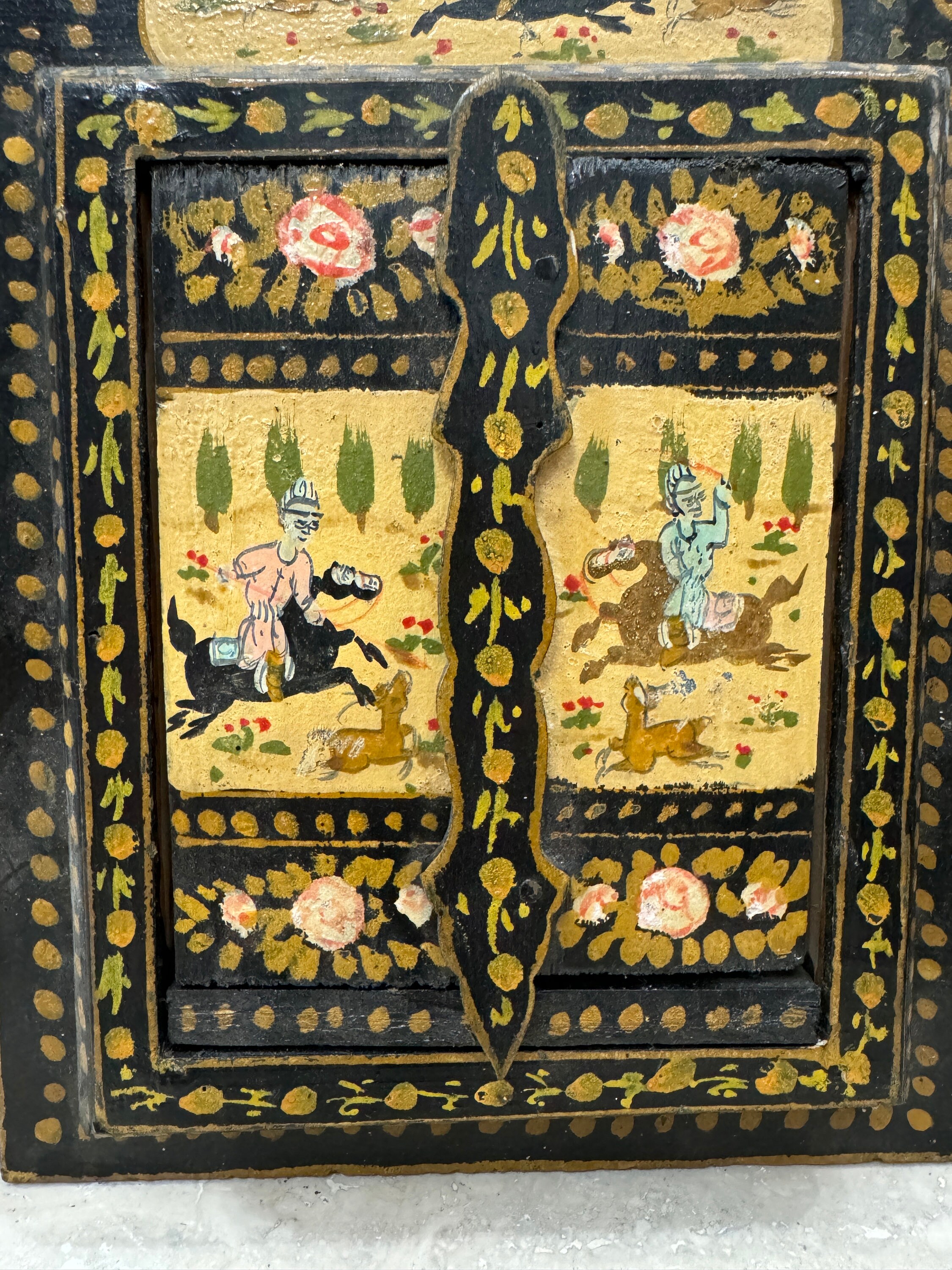 Vintage Persian Qatar Wooden Mirror Hand Painted With Unique Design - Etsy