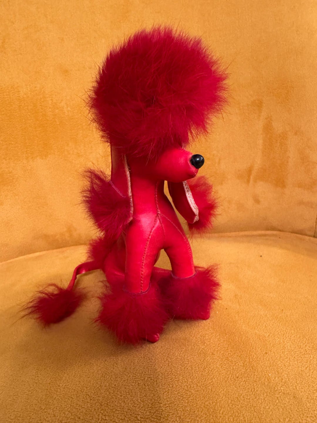 Fabulous Vintage TKR Japan Leather and Fur Red Poodle Stuffed Animal ...
