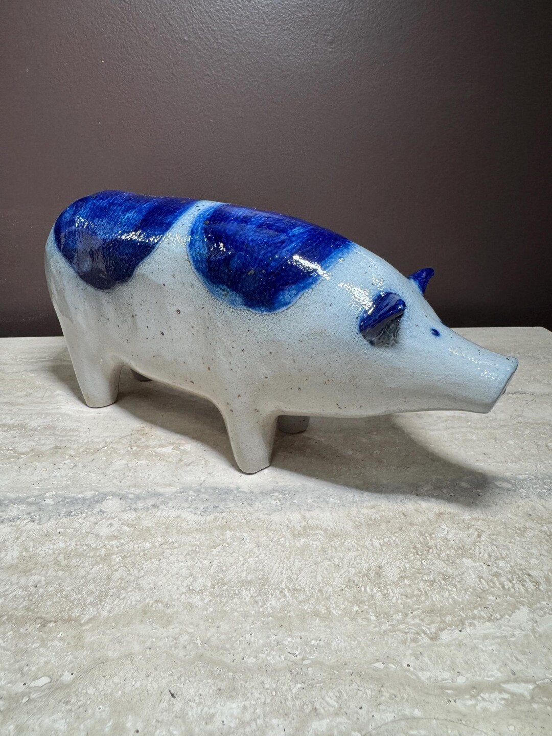 Vintage DAVID ELDRETH Signed Salt Glazed Stoneware Pottery Cobalt Blue ...