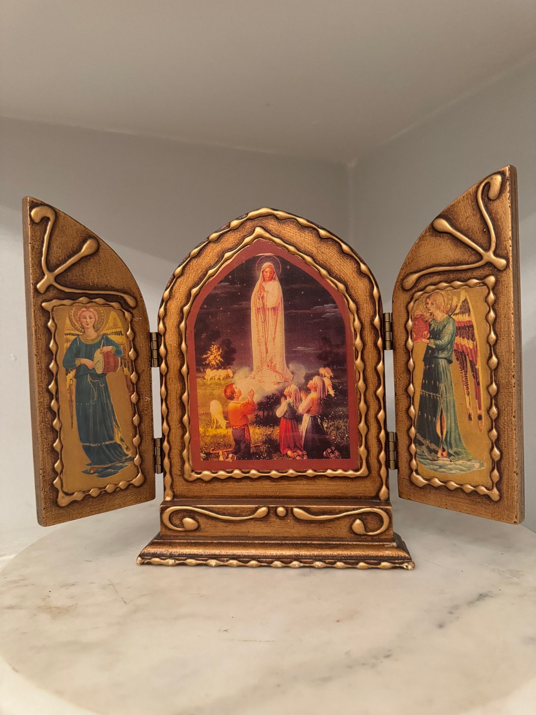 Vintage Tuscan Renaissance Style Table or Wall Triptych Made in Italy ...