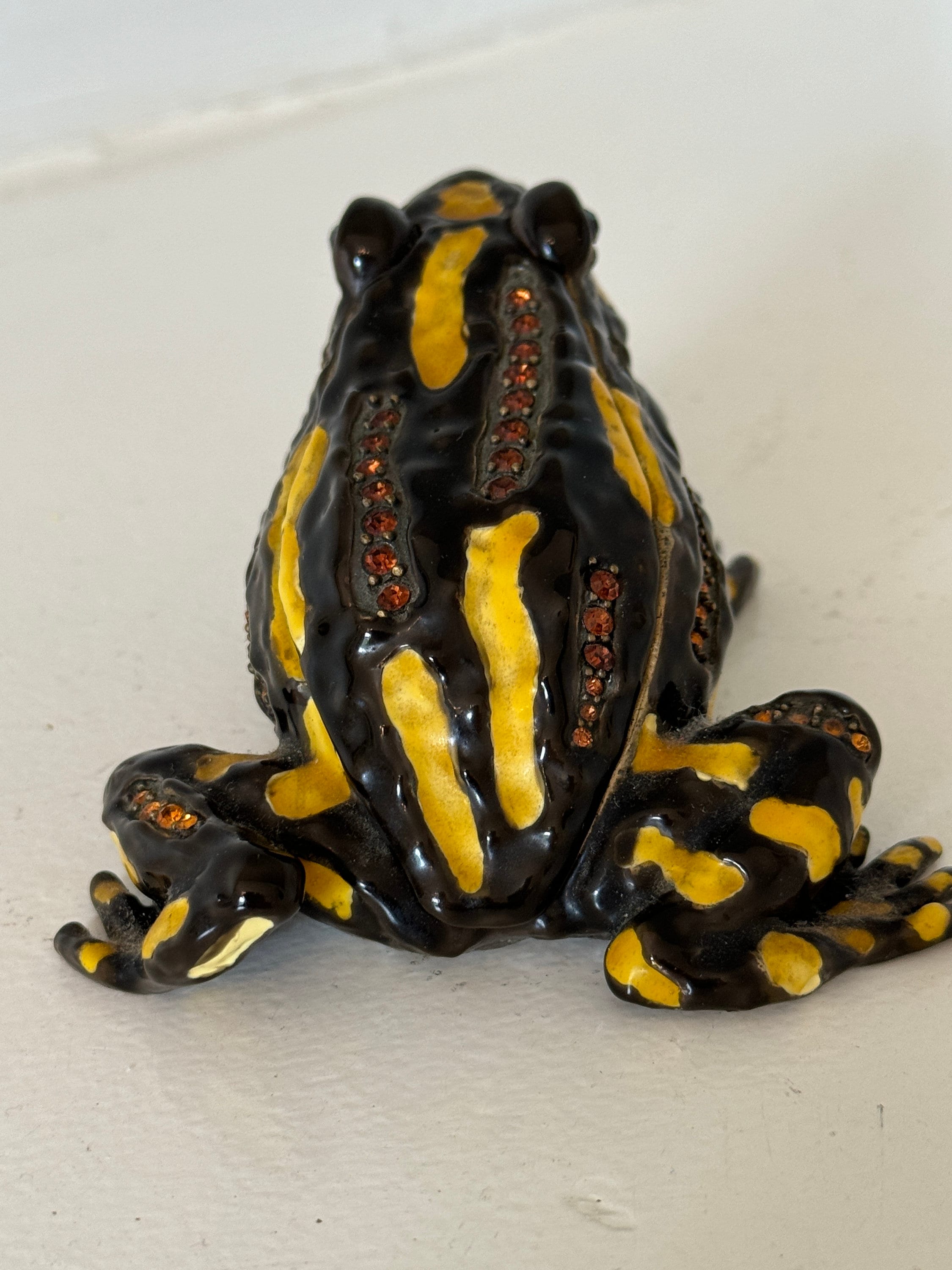 Olivia Riegel Enameled Jeweled Yellow and Bronze Frog Trinket Box - Etsy