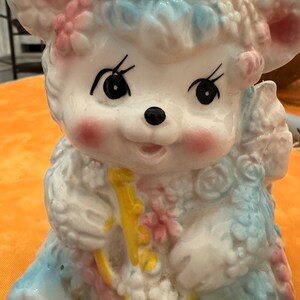 Adorable Vintage Inarco Teddy Bear Planter With Trumpet and Bird Hat in Pastel Colors - Etsy