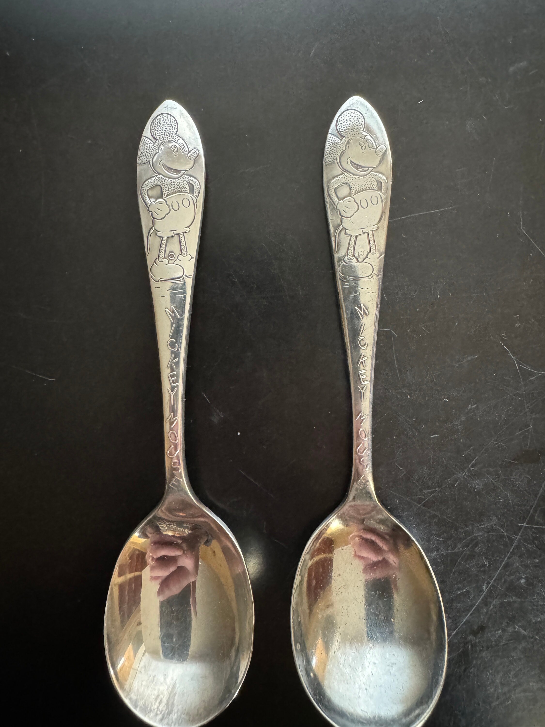 Vintage 1940s Disney Mickey Mouse Silverplate Childs Spoons Wm Rogers ...