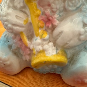 Adorable Vintage Inarco Teddy Bear Planter With Trumpet and Bird Hat in Pastel Colors - Etsy