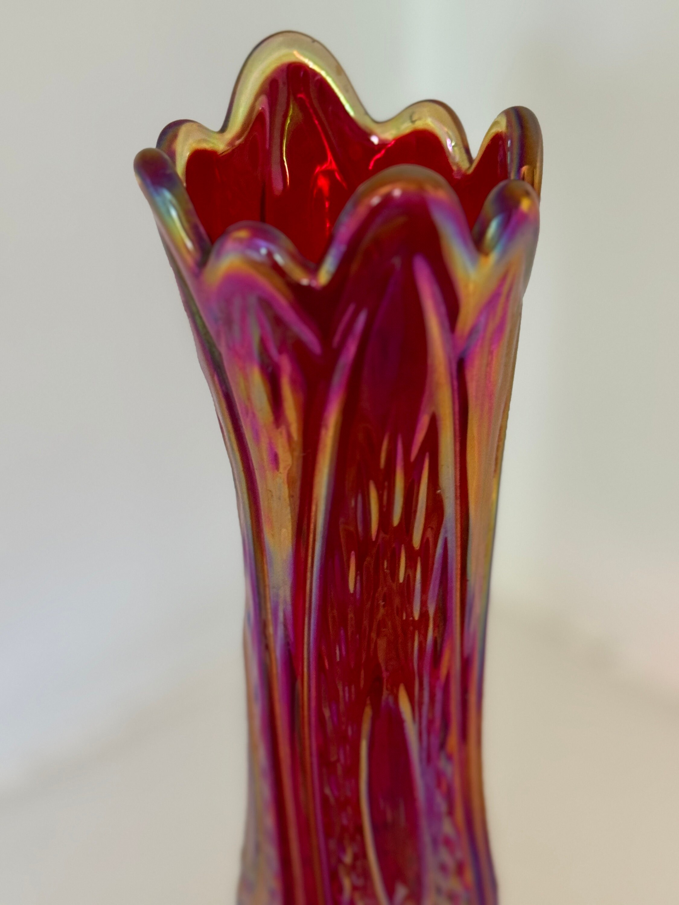 Vintage Indiana Glass Tall 11.75 Inch Amberina Heirloom Red Sunset ...