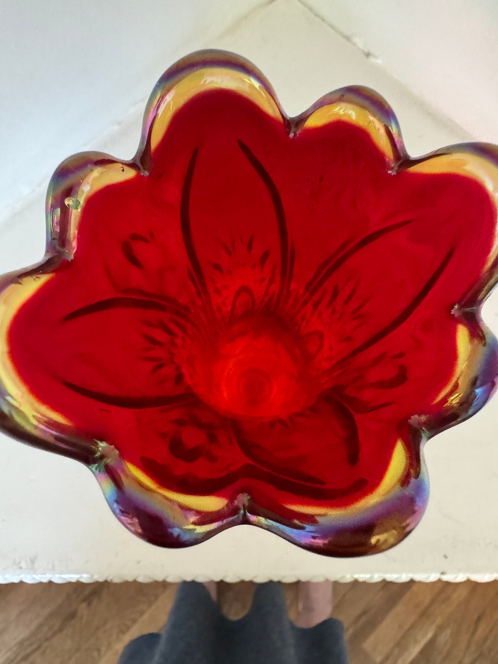 Vintage Indiana Glass Tall 11.75 Inch Amberina Heirloom Red Sunset ...