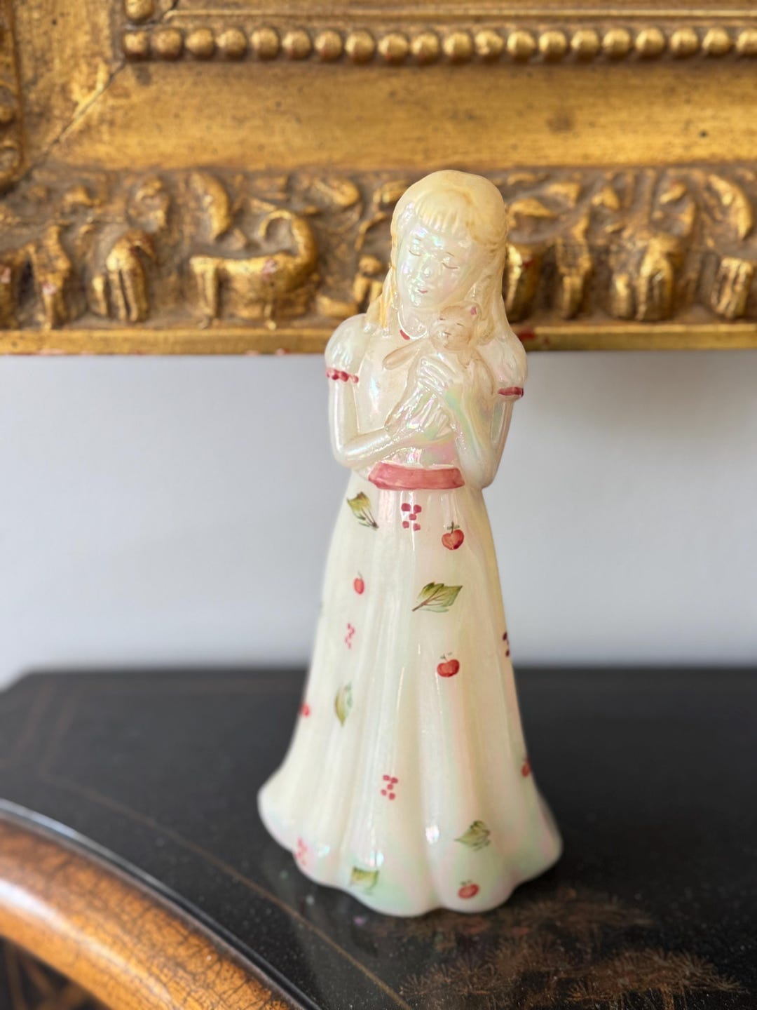 Fenton Little Sister Holding Teddy Bear Figurine Handpainted Iridescent ...