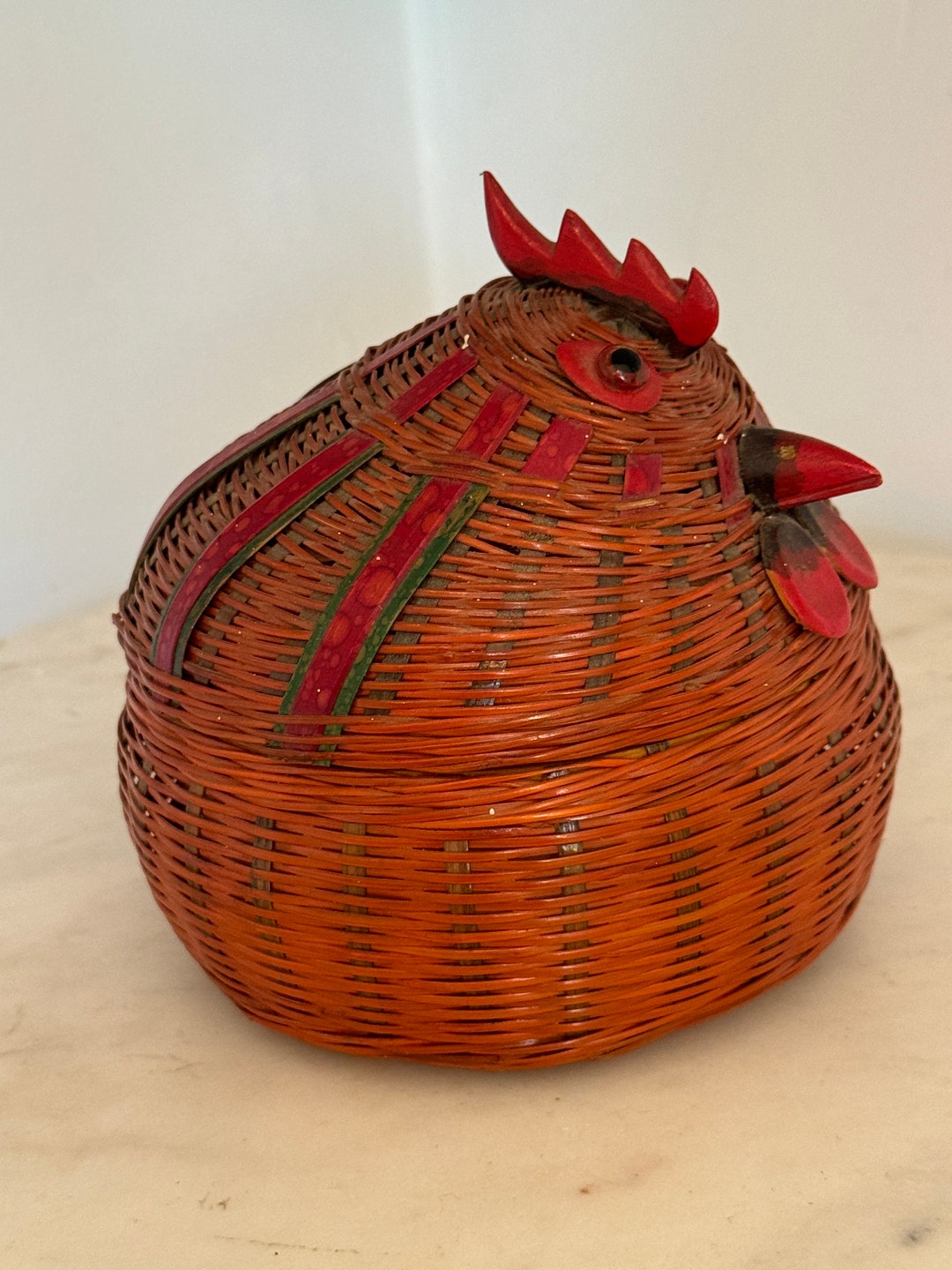 Vintage1960s Shanghai Handicrafts Woven Chicken Jewelry Box With Glass ...