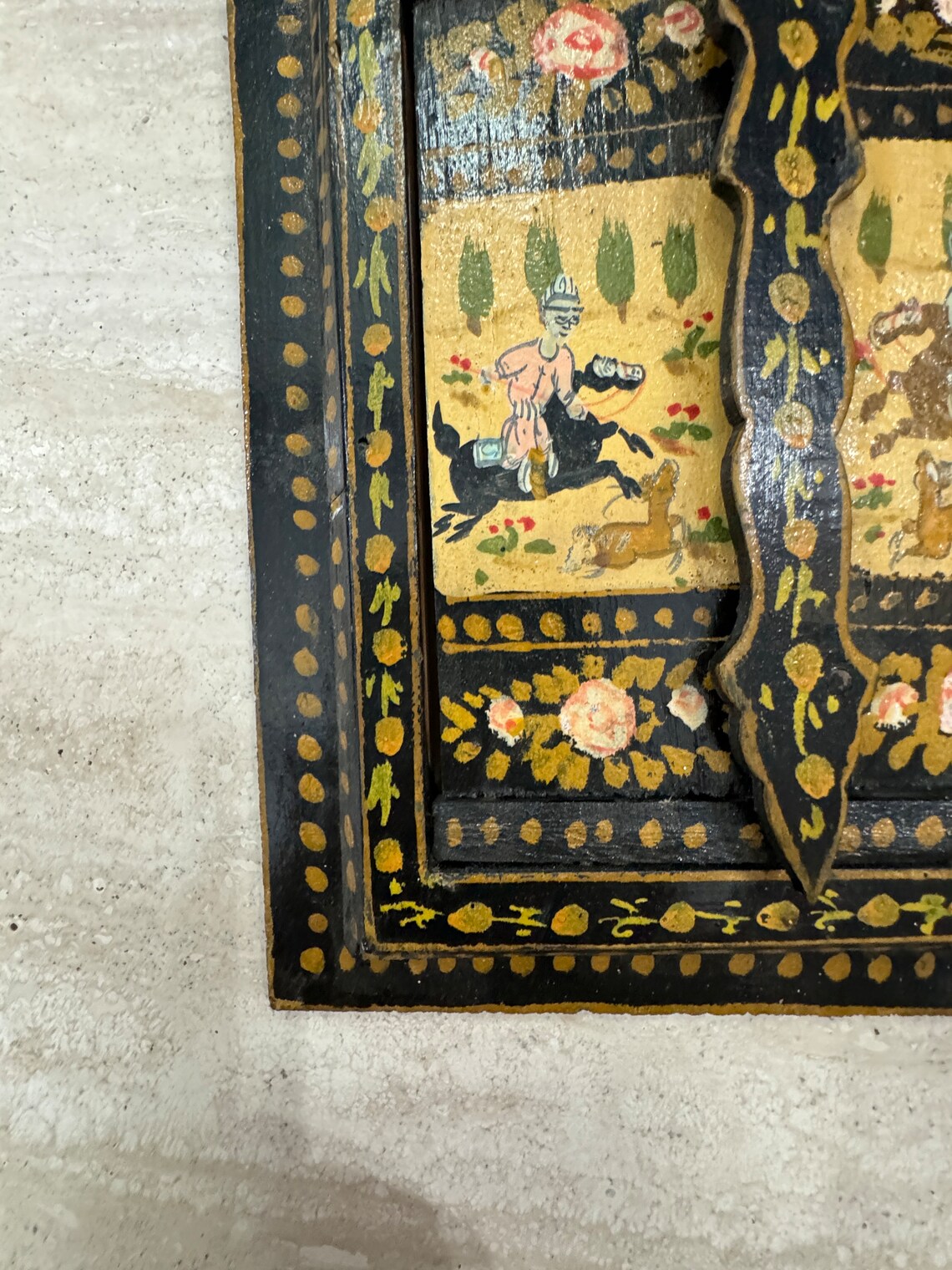 Vintage Persian Qatar Wooden Mirror Hand Painted With Unique Design - Etsy
