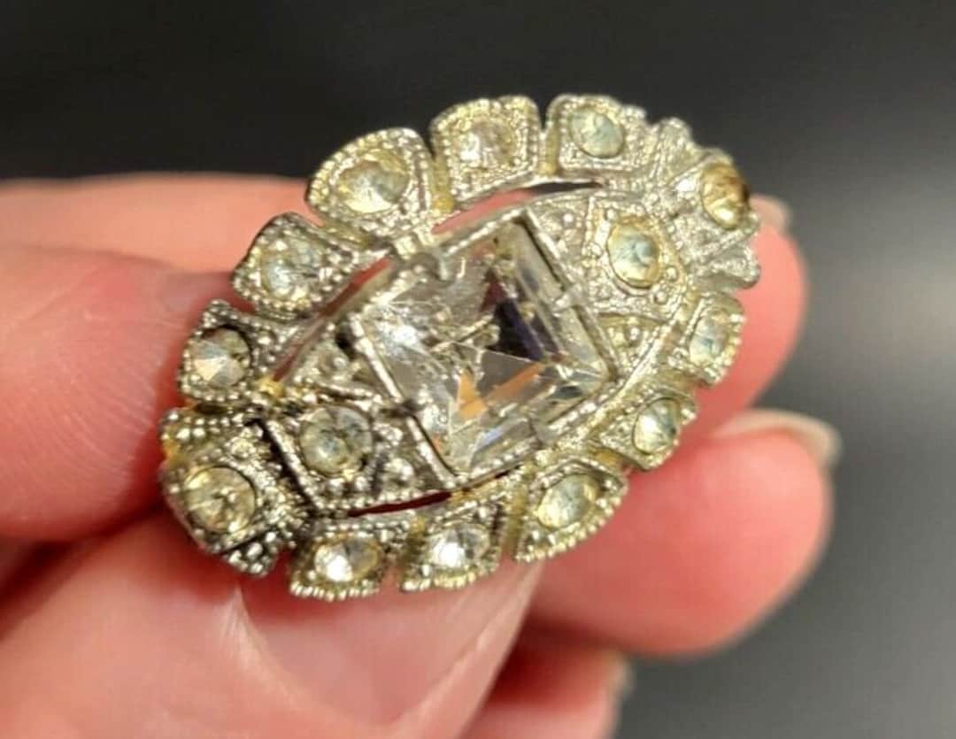 Art Deco Style Rhinestone Lapel Pin Vintage Crystal Brooch Scarf Pin ...