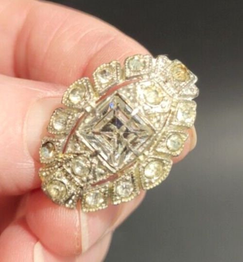 Art Deco Style Rhinestone Lapel Pin Vintage Crystal Brooch Scarf Pin ...