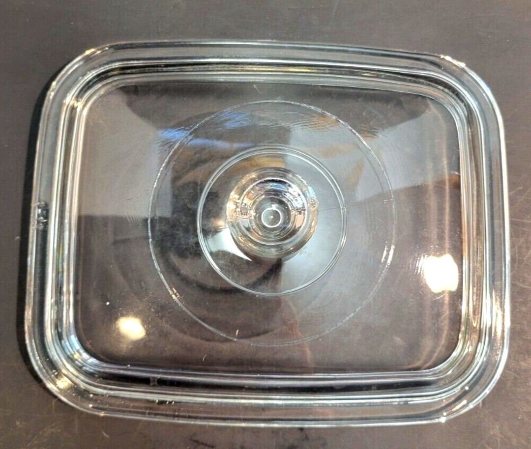 Clear Rectangle 8x6.25 VTG PYREX A-12 Flared Round Handle Casserole Lid ...