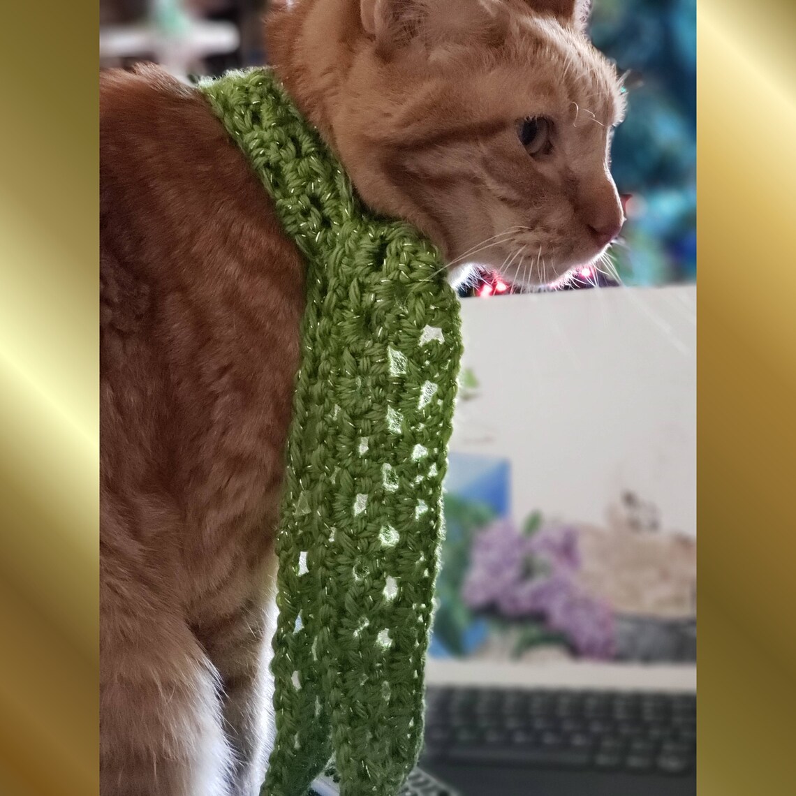 Glitter Cat Neck Scarves Feline Accessories Kitty Winter Scarf Metallic ...