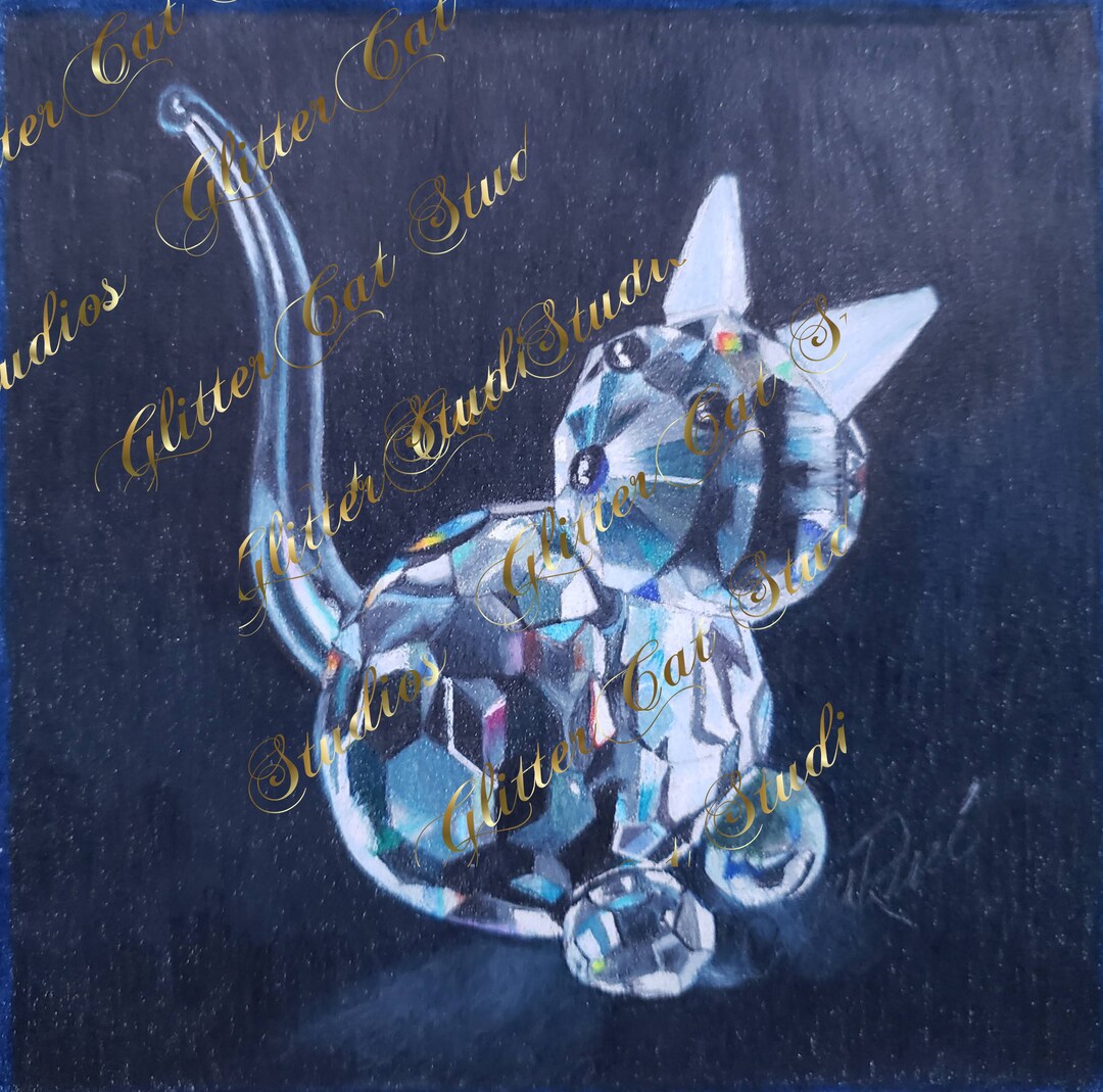 Miss Shiny Cat Original Coloured Pencil Painting Fine Art Cats Shiny ...