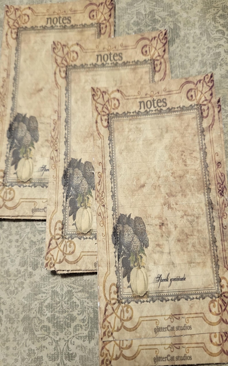 50 Printed Sheet Notepad, Stationary, Vintage, Floral, 2-11/16" X 5-1/4 ...