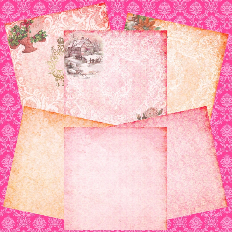 Digital Paper Pack: 8.5" X 11" Blush, Pink, Peach, Shabby Chic ...