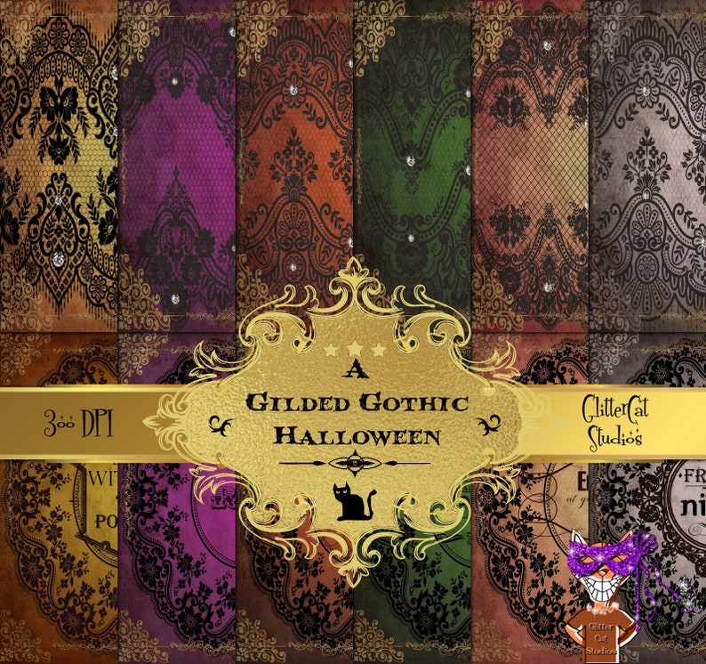 Gilded Gothic Halloween 12 X 12 Scrapbook Digital Printable ...