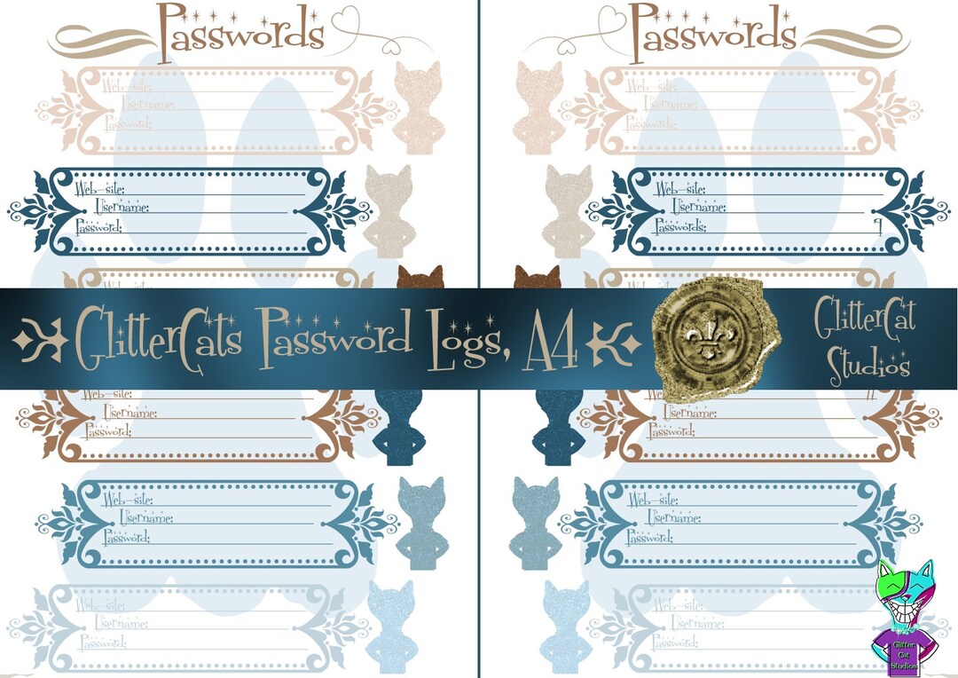 A4 Password Planner Log, Password Keeper, Password Tracker, Digital ...