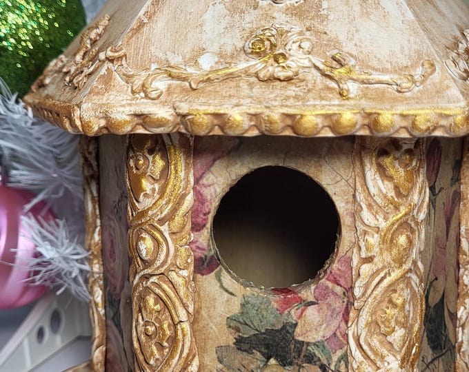 SHABBY FRENCH COUNTRY Decorative Birdhouse, Roses, Baroque Ornaments ...
