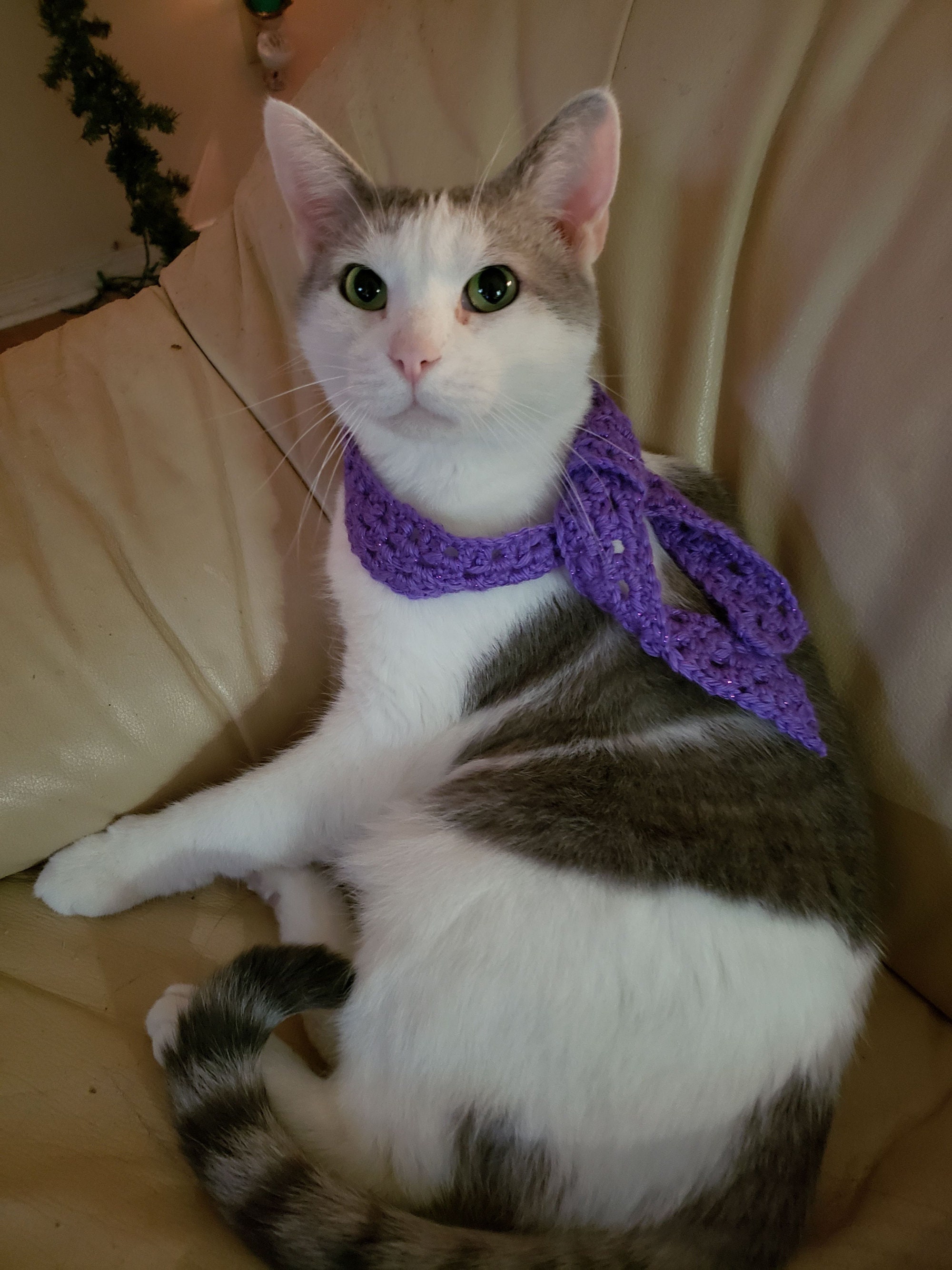 Glitter Cat Neck Scarves Feline Accessories Kitty Winter Scarf Metallic ...