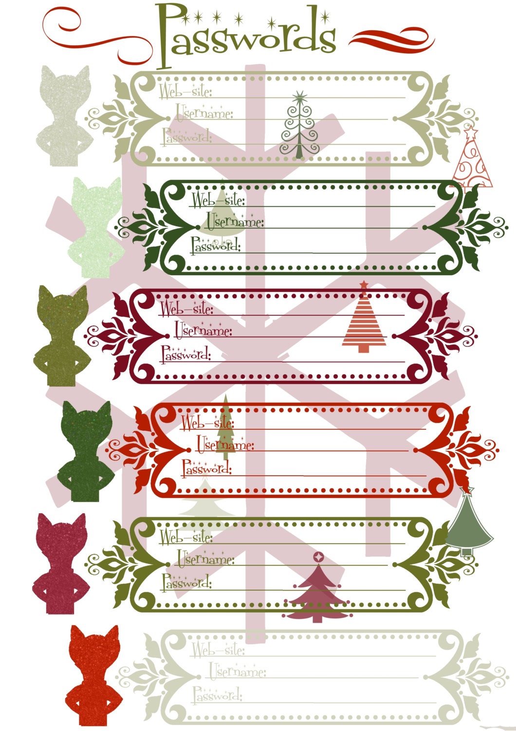 A4 Digital Downloadable Printable Christmas Gifts Christmas Password ...