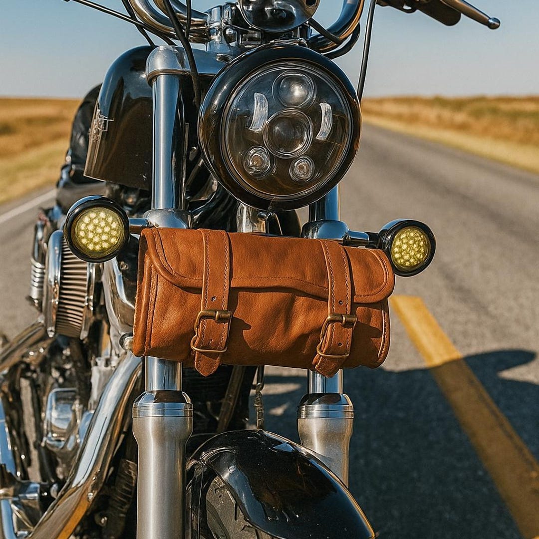 Leather Motorcycle Handlebar Bag, Fork Tool Bag, Motorcycle Tool Bag ...
