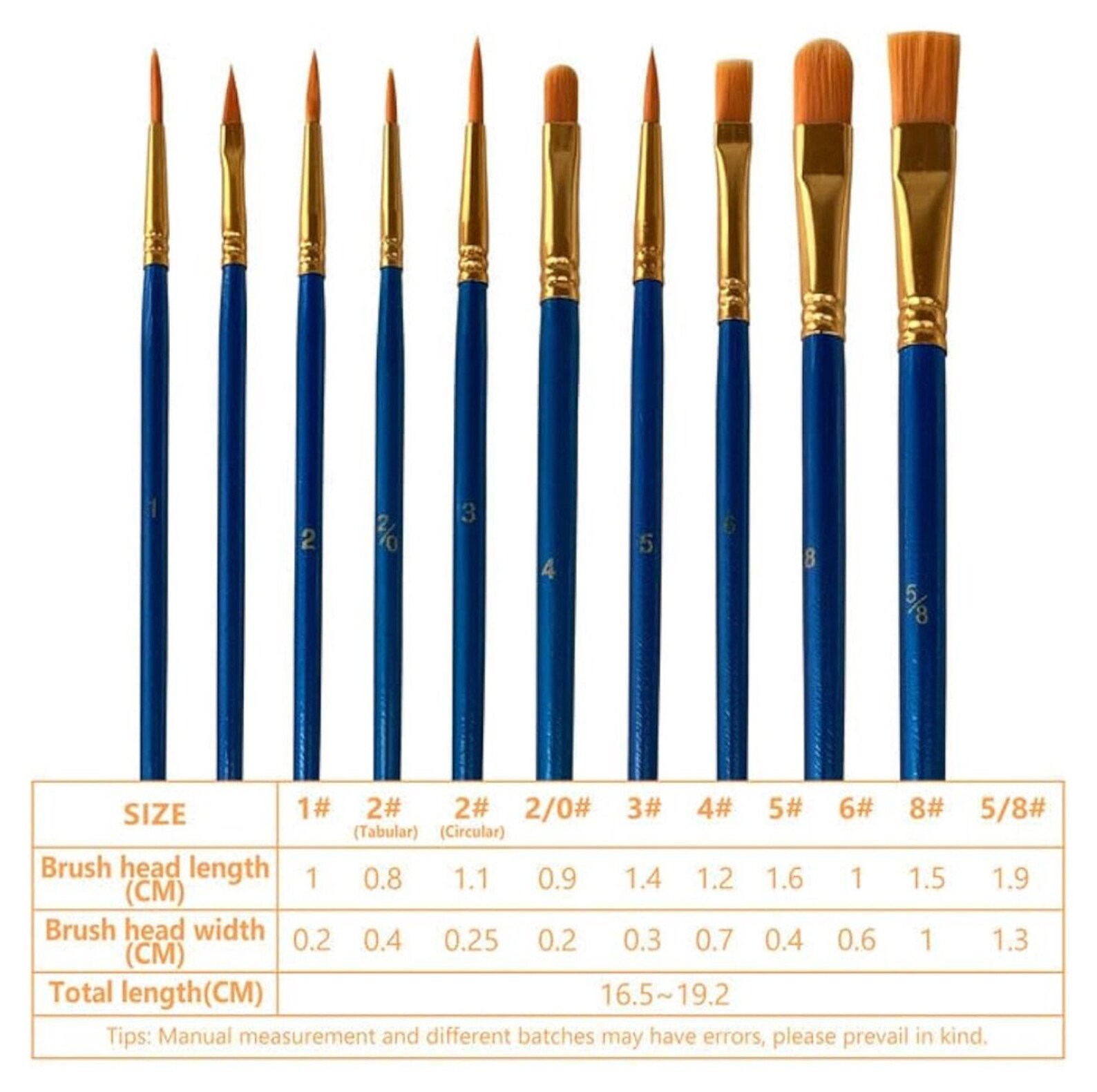 10 Piece Artist Paintbrush Set for Painting With Oil, Acrylic ...