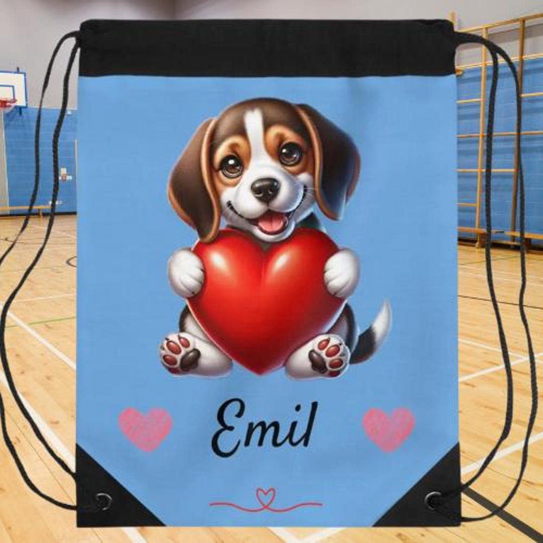 Personalized Drawstring Bag, Kids Sports Bag, Custom Name Bag With Cute ...