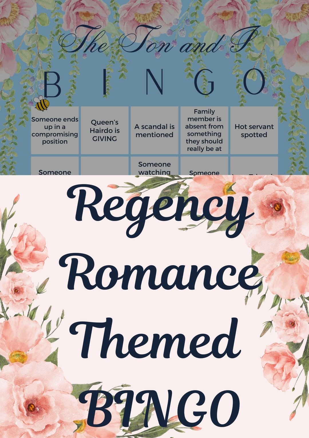 Regency Romance Themed Downloadable/printable Bingo Cards | 8 Unique ...