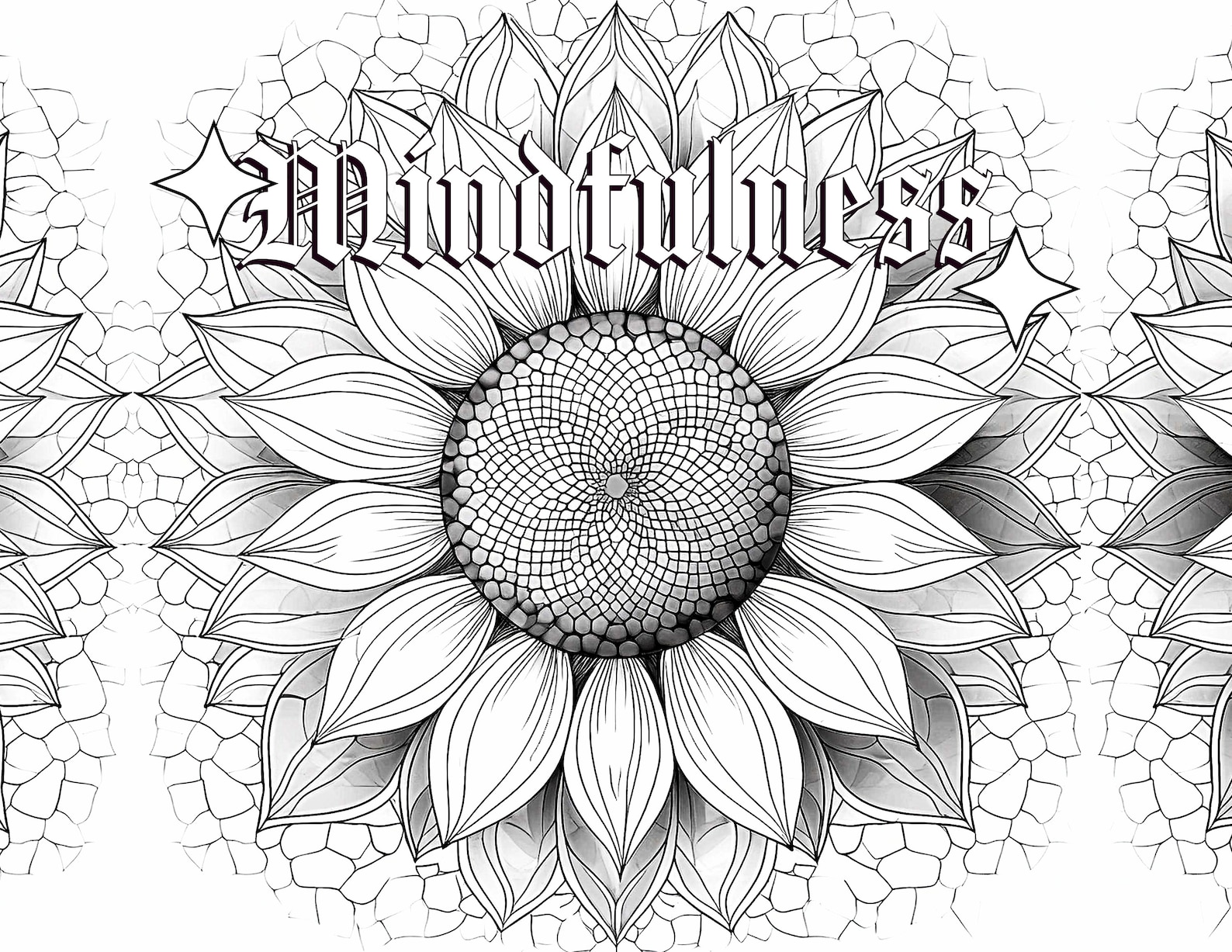 Sunflower Summer Coloring Page With the Word Mindfulness PNG Coloring ...