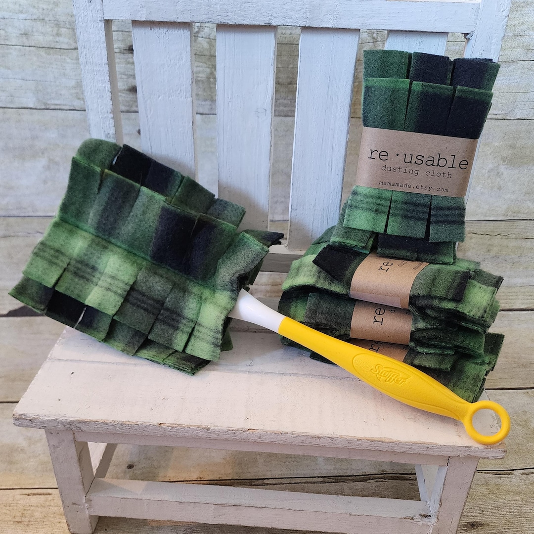 Reusable Duster Refill - Green Plaid | Dusting Cloth | Washable Fleece ...