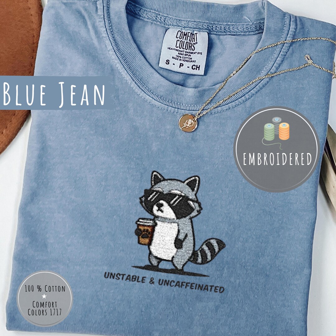 Embroidered Cute Raccoon Funny Animals Meme Shirt, Comfort Colors 1717 ...