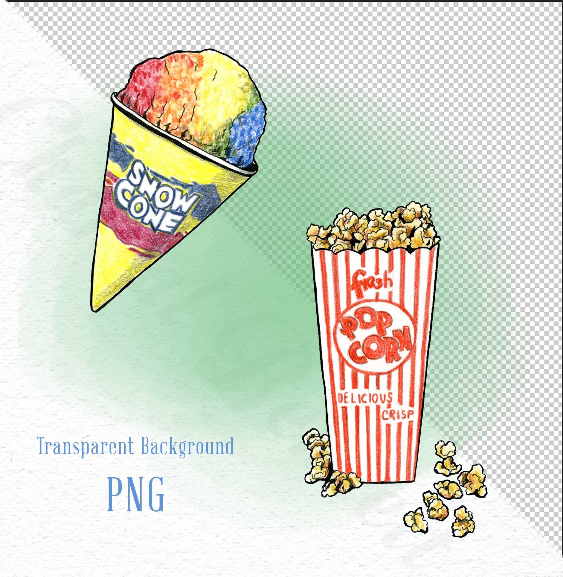 Carnival Foods Clip Art - Ink, Watercolour, Pencil Crayon Illustrations ...