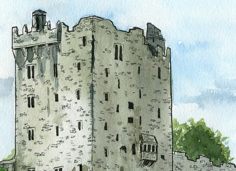 Blarney Castle, Ireland: 11x17" Archival Print of Watercolour Travel ...