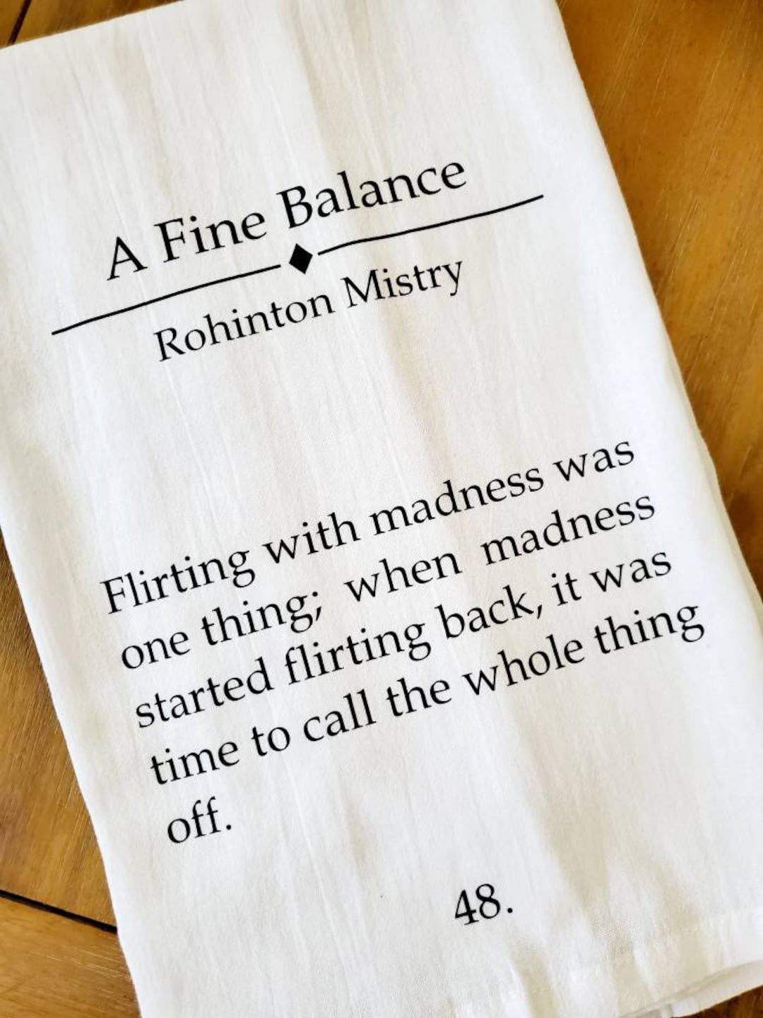 A Fine Balance, Book Quote Literature Page, Rohinton Mistry, Cotton ...