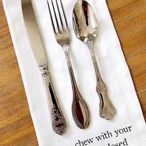 Table Manners Cocktail Napkins Set of 4 Cloth Cotton Fabric - Etsy
