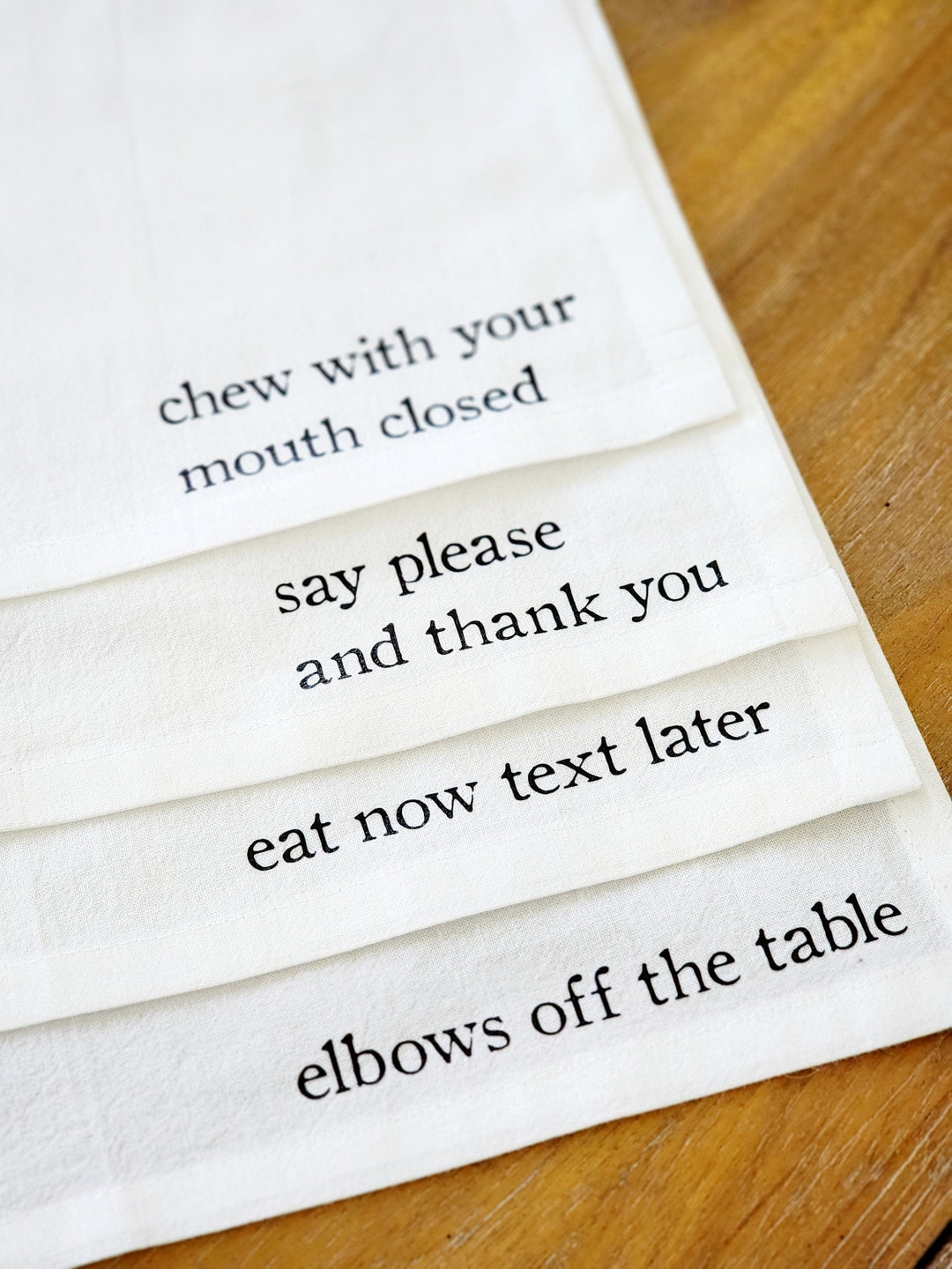 Table Manners Cocktail Napkins Set of 4 Cloth Cotton Fabric - Etsy