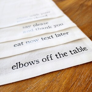 Table Manners Cocktail Napkins Set of 4 Cloth Cotton Fabric - Etsy