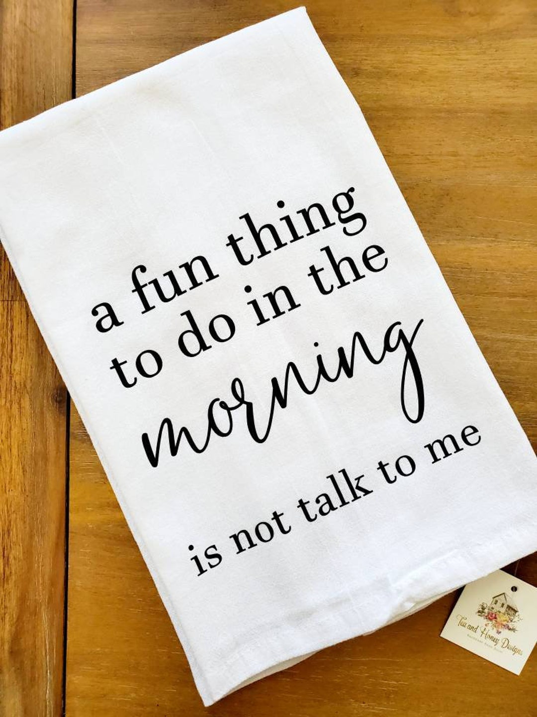 Funny Morning Quote Cotton Tea Towel, Hostess Gift - Etsy