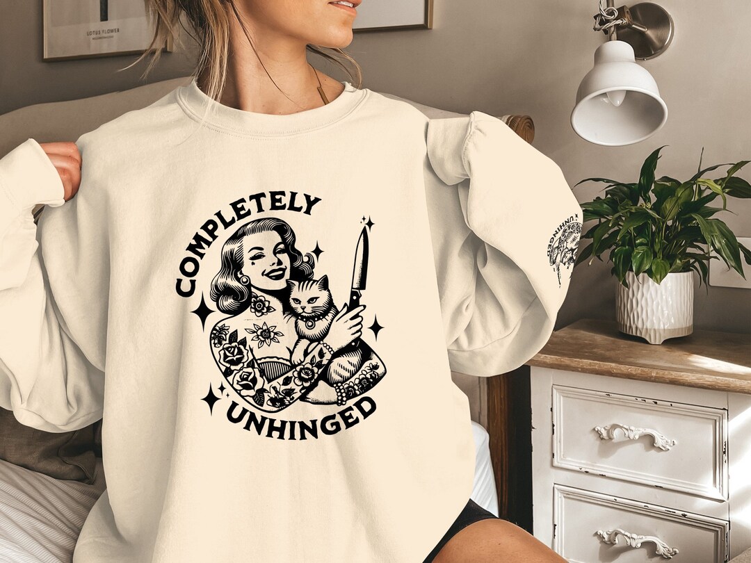 Completely Unhinged PNG, Retro Unhinged Girl Cat PNG, Trendy Vintage ...