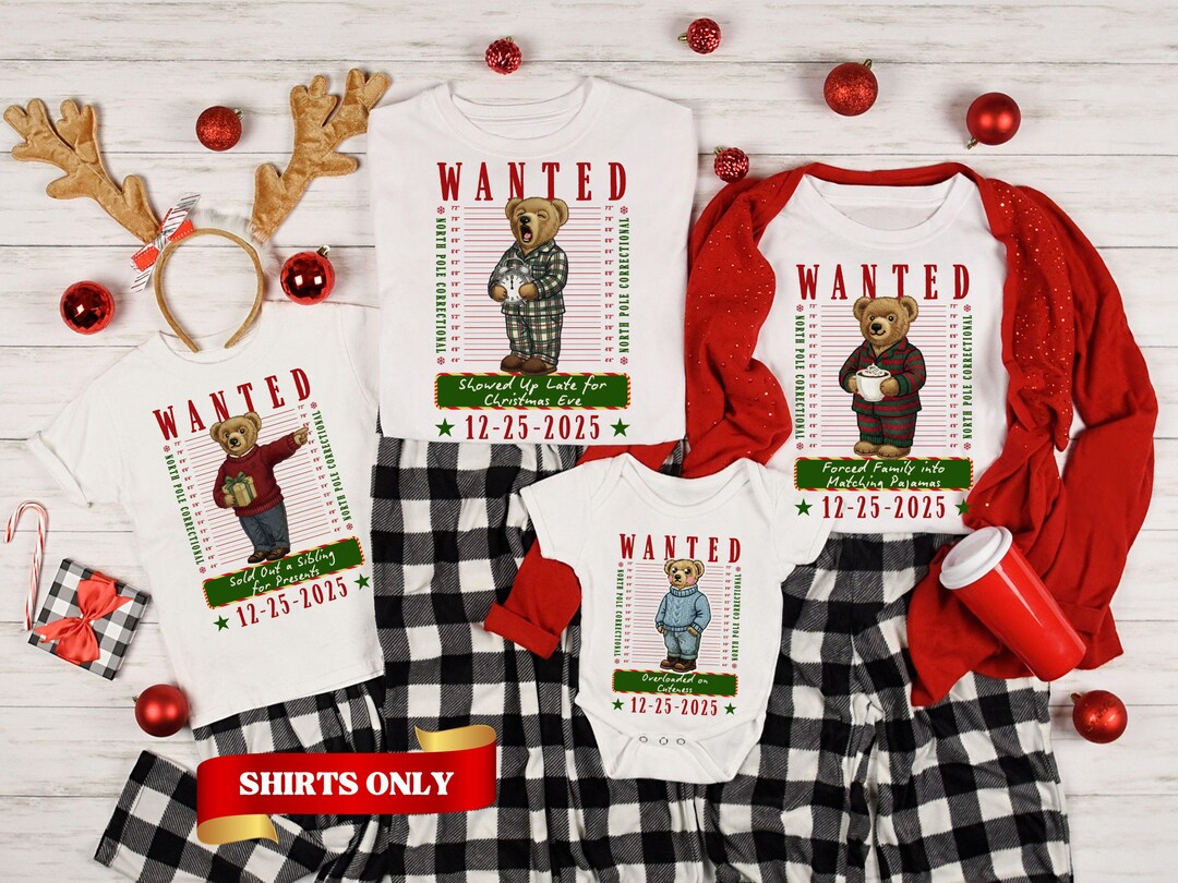 Christmas Crime Matching Family Pajamas, Custom Holiday Bear Pjs for ...