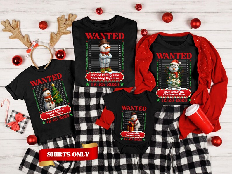 Matching Christmas Crime Family Pajamas, Holiday Pjs for Family ...