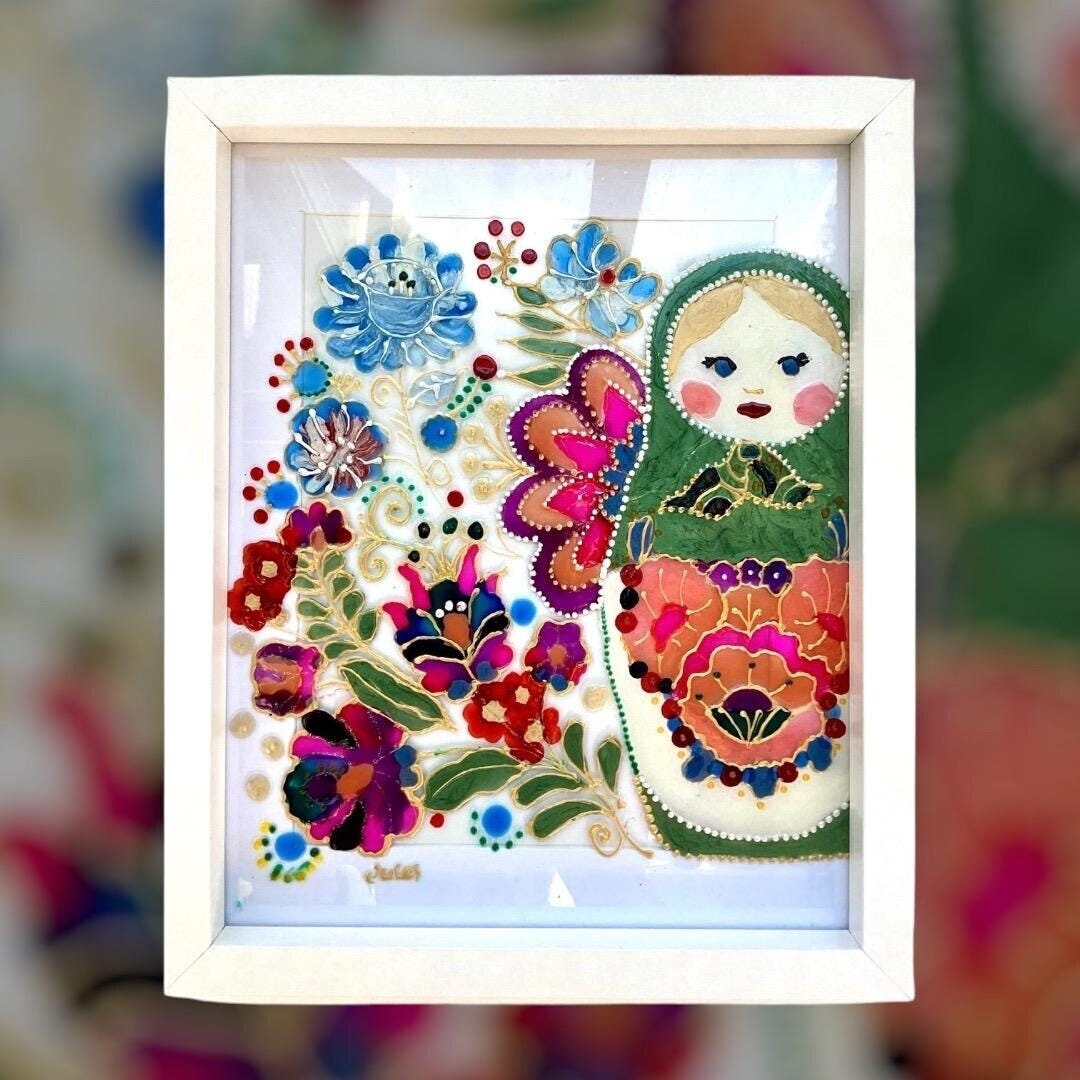 Original Art Matryoshka Stained Glass Doll - Vibrant Folk Art Wall ...