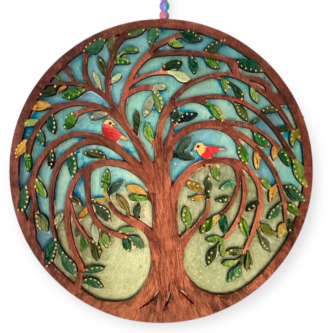 Hand-painted Tree of Life Wooden Wall Hanging Wall Art Celtic Symbols ...