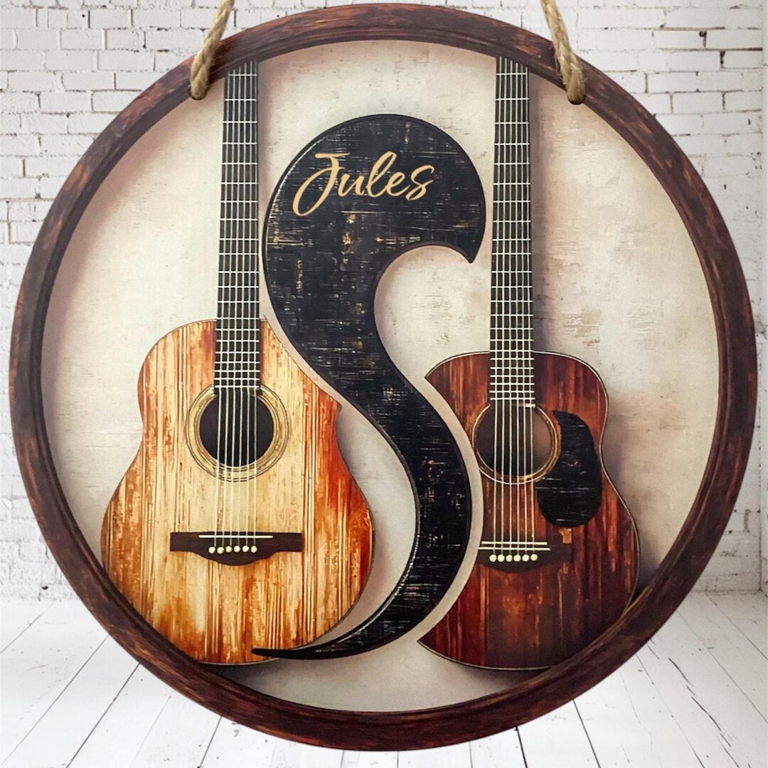 Charming Wood Guitar Wall Decor - Unique Gift for Musicians & Music ...