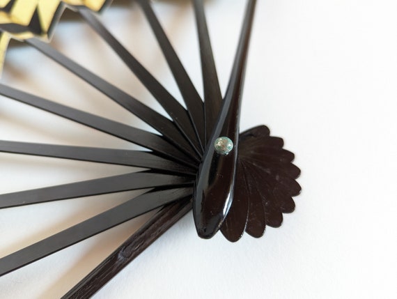 Foldable Japanese fan, vintage black and gold, tradit… - Gem