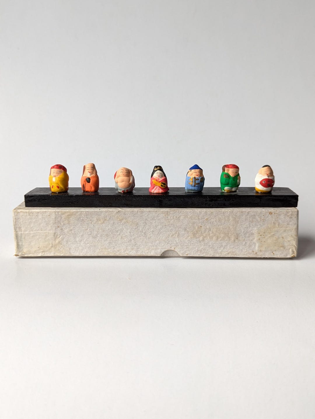 Miniature Sculptures: the 7 Japanese Gods of Fortune, Shichifukujin in ...